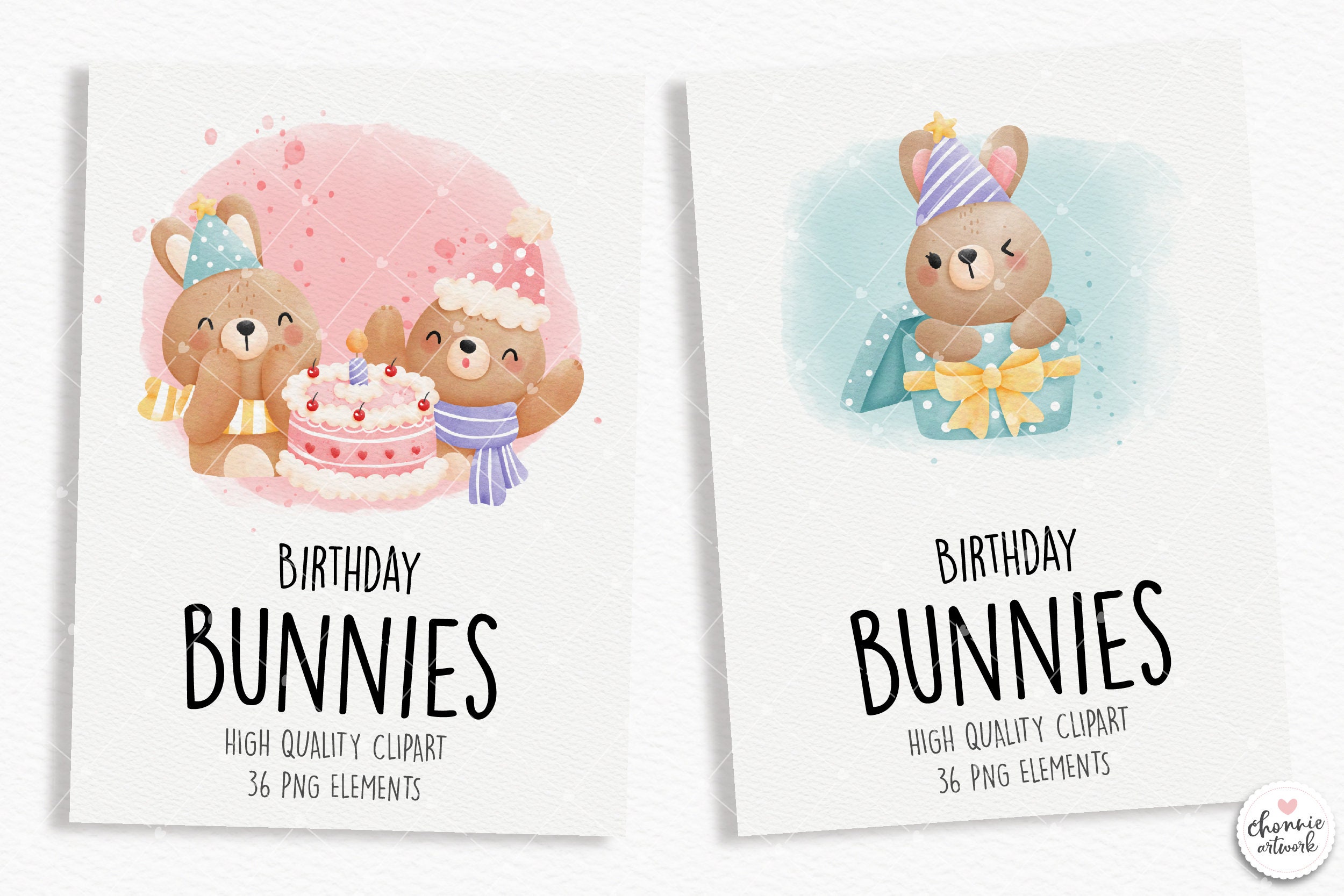 Birthday Bunnies Clipart Birthday Clipart Birthday Rabbit - Etsy