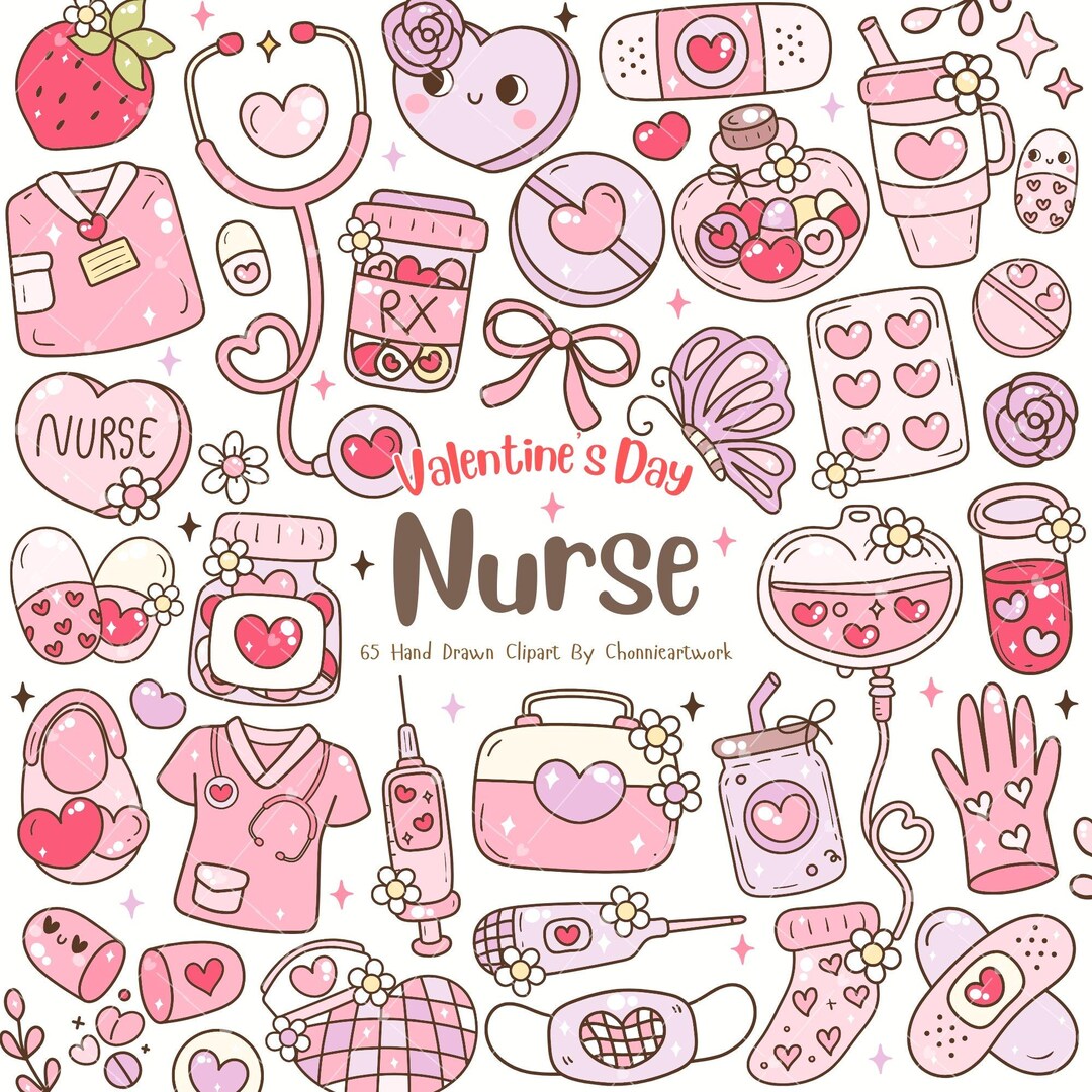 Groovy Valentine's Day Nurse Life Clipart | Pink Nurse PNG | Medical ...