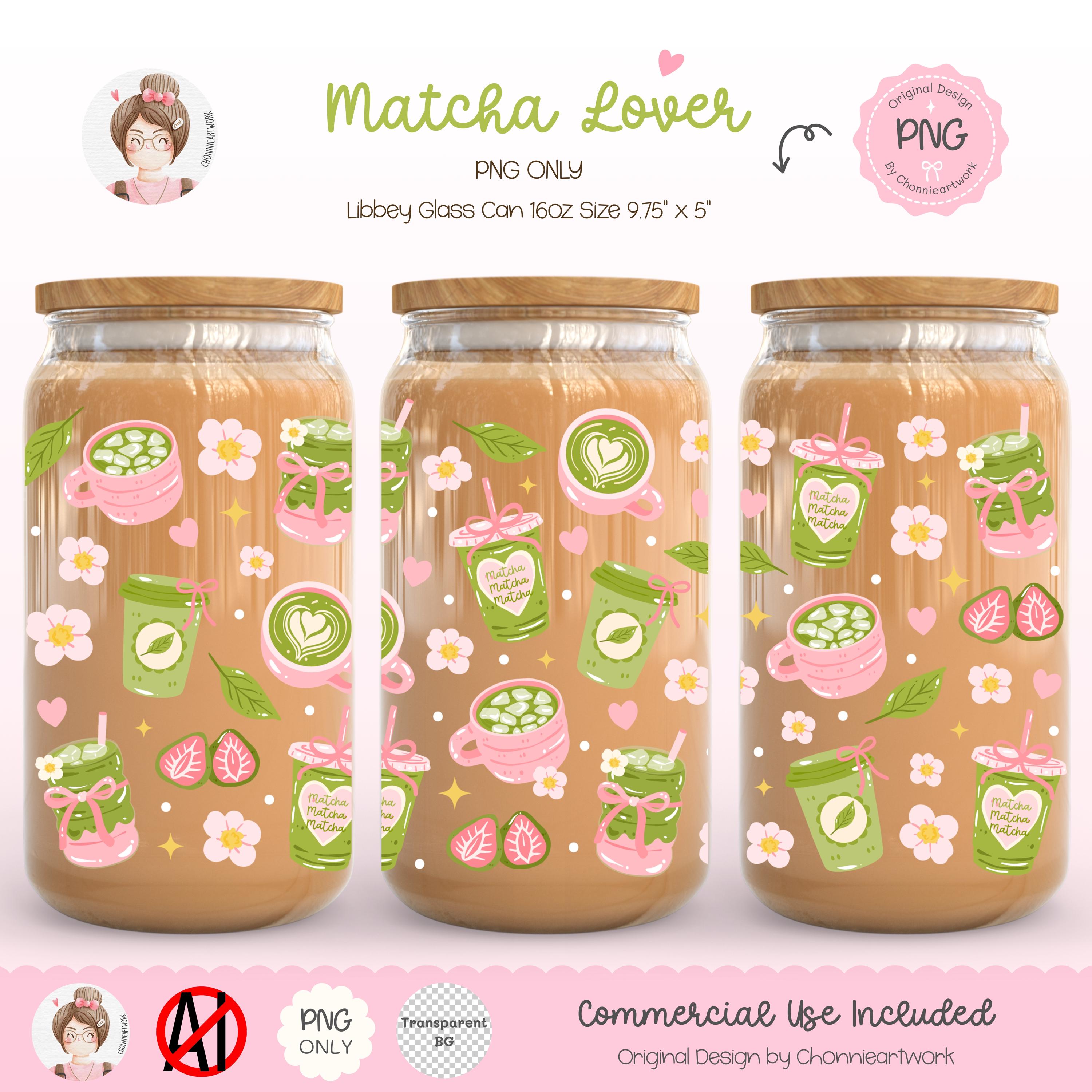 Matcha Lover Glass Can Wrap PNG, Kawaii Matcha Tea Design, Matcha Girly ...