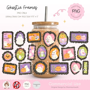 Halloween Ghost Frames Glass Wrap, Cute Ghost Glass Wrap, Spooky Cozy ...
