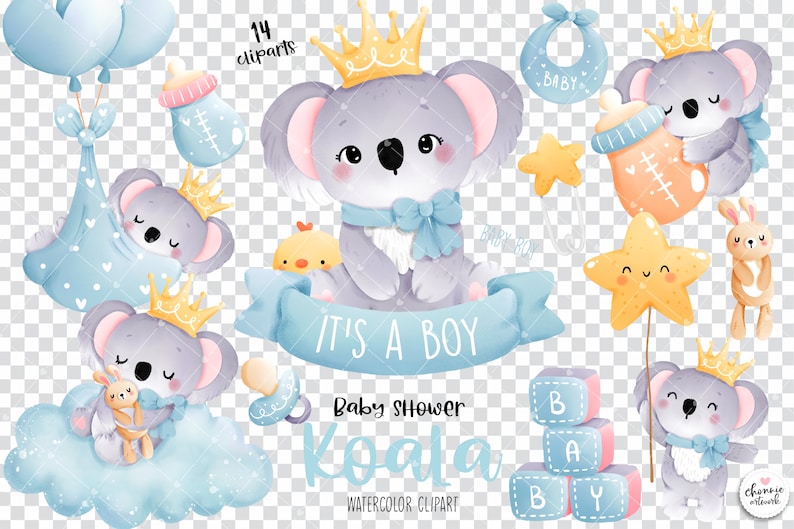 Baby Boy Koala Clipart Baby Boy Clipart Baby Shower Koala - Etsy