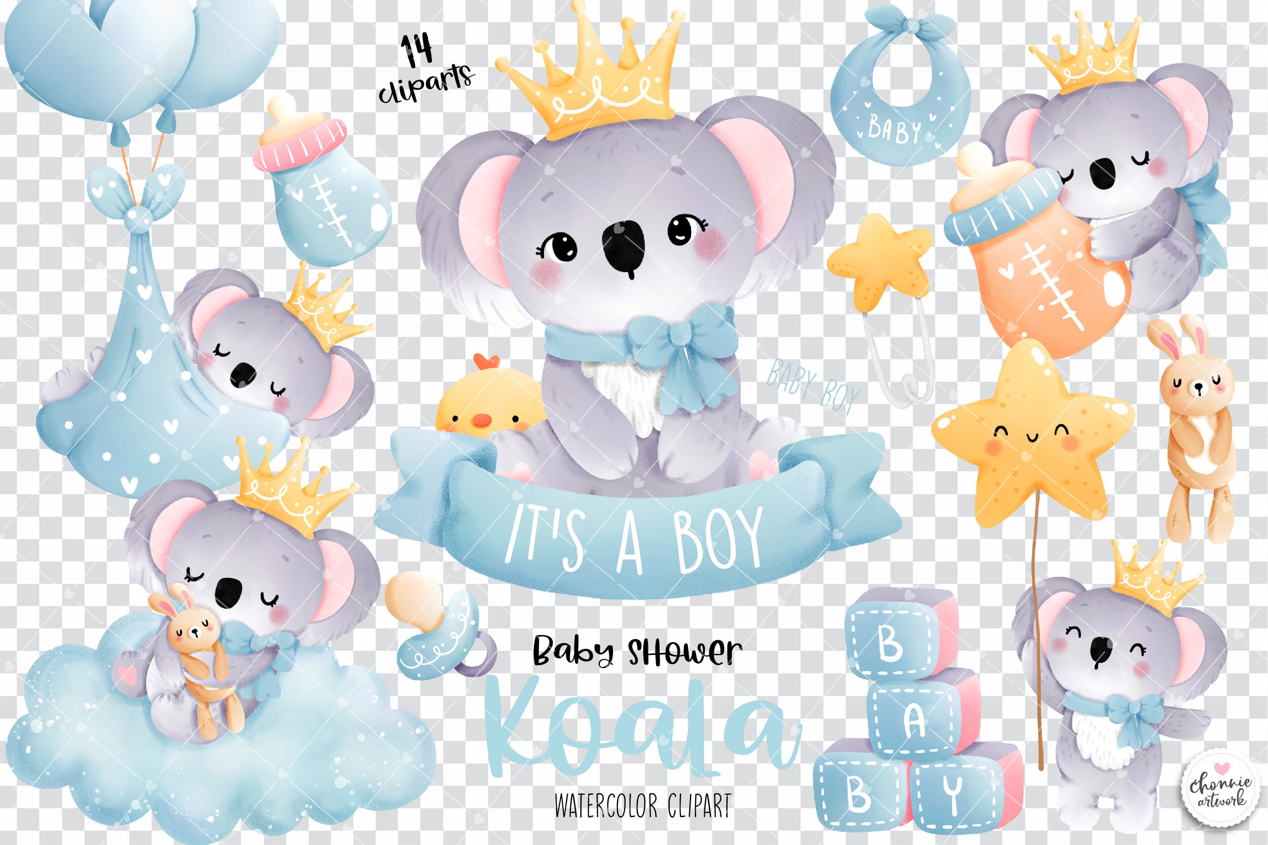 Baby Boy Koala Clipart Baby Boy Clipart Baby Shower Koala | Etsy