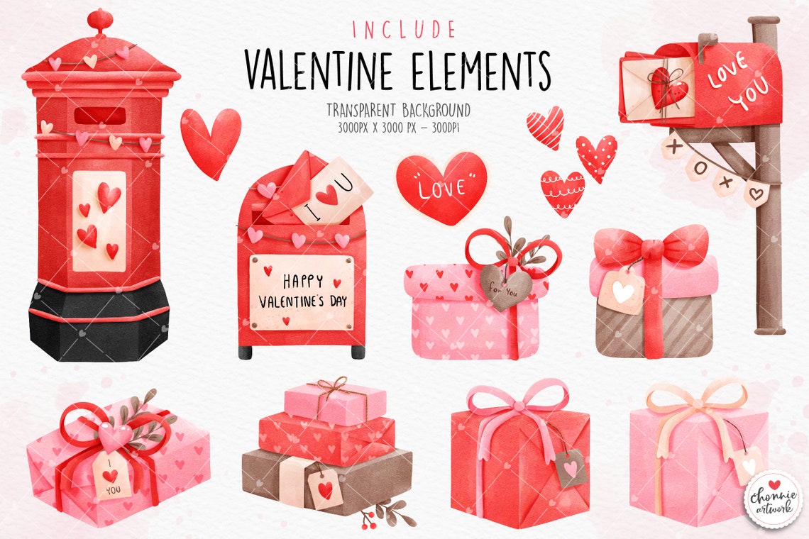 Valentines Mail Clipart Valentines Letter Clipart - Etsy