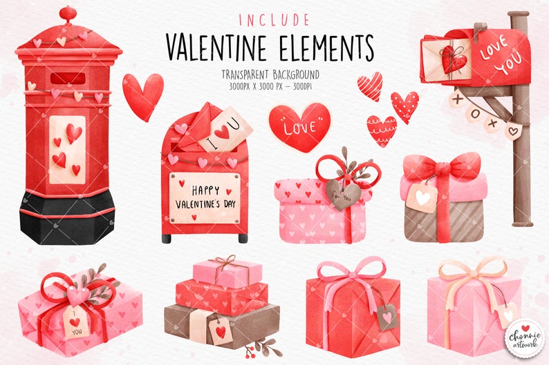 Valentines Mail Clipart, Valentines Letter Clipart, Valentine's Day ...