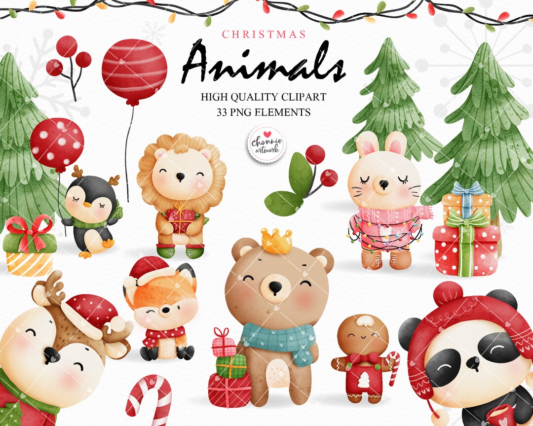 Christmas Animals Clipart, Christmas Clipart, Christmas Woodland ...