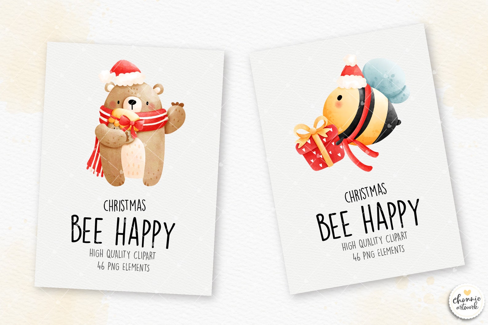 Christmas Clipart Christmas Bee Clipart Honey Bee Clipart - Etsy