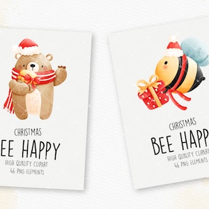 Christmas Clipart, Christmas Bee Clipart, Honey Bee Clipart, Bee ...