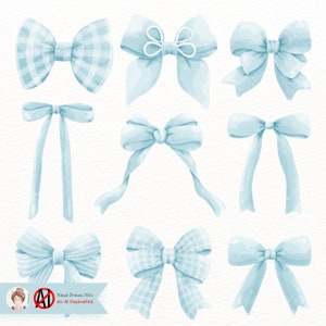 Watercolor Blue Coquette Ribbon Clipart Gift Bow Clipart Fashion ...