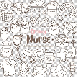 Groovy Nurse Digital Stamp Doodle Coloring Retro Nurse Outline Cute ...