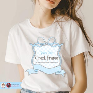 Blue Coquette Ribbon Bow Crest Frame PNG SVG Clipart Romantic Crest ...