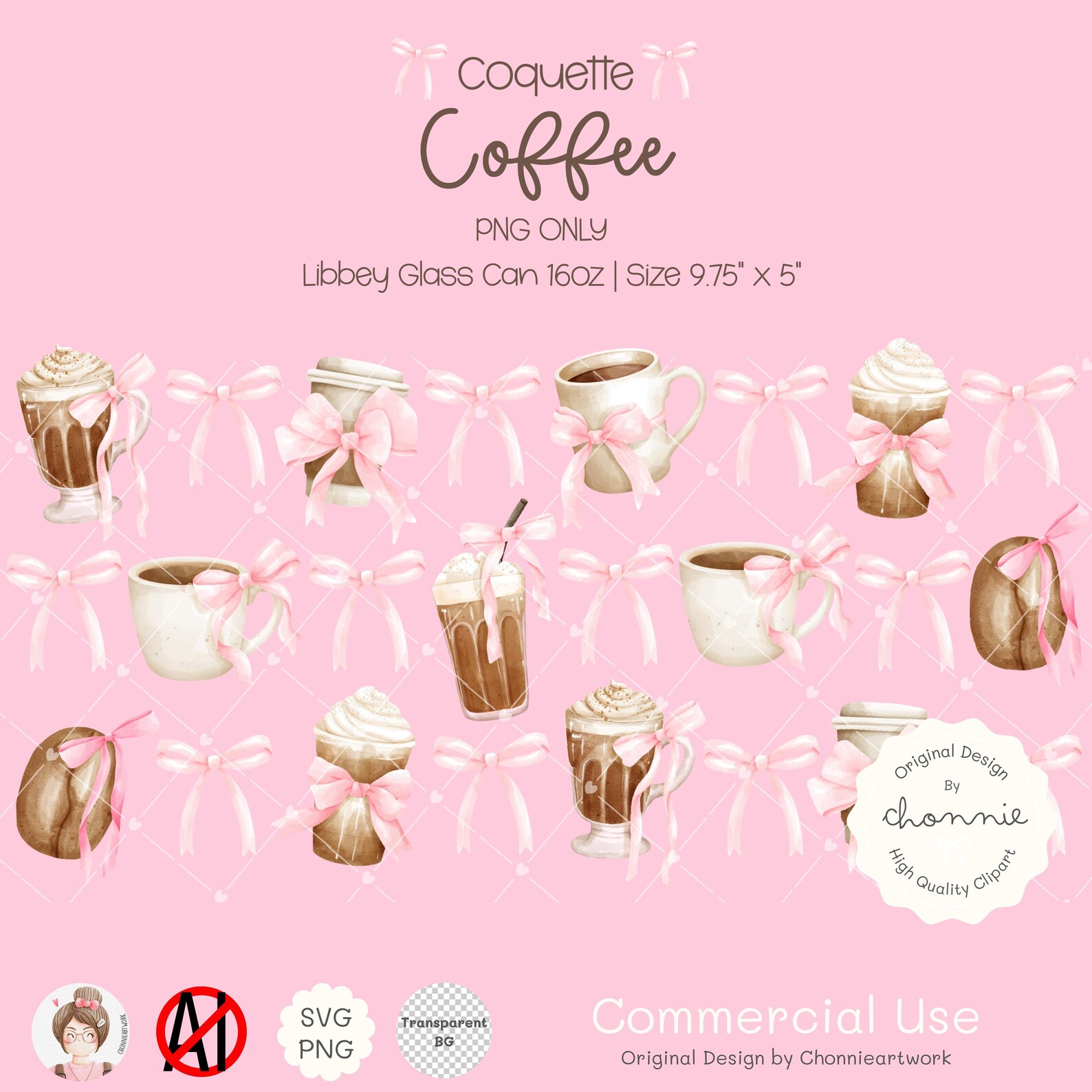 Coquette Coffee Glass Can Wrap, Cute Cafe Glass Wrap, Coquette Latte ...