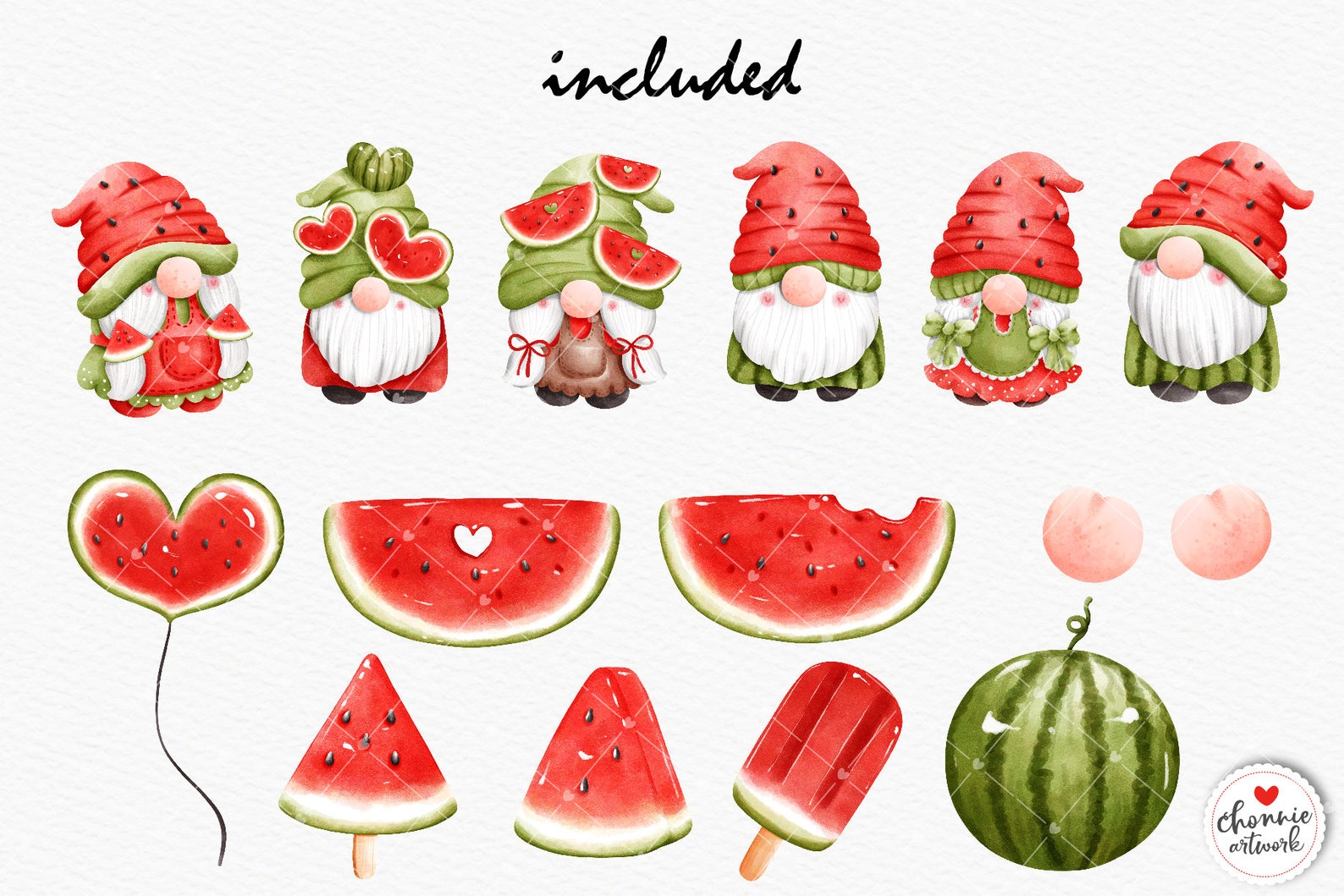 Watermelon Gnome Clipart Gnome Clipart Watermelon Clipart - Etsy