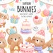 Birthday Bunnies Clipart, Birthday Clipart, Birthday Rabbit Clipart ...