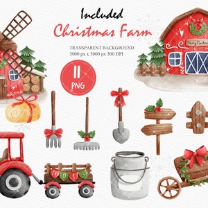 Christmas Farm Clipart, Farm Clipart, Farm Animal Clipart, Christmas ...