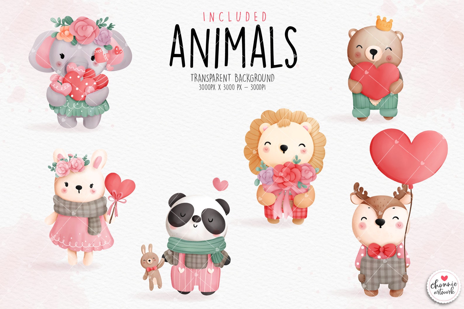 Valentine Woodland Animals Clipart Valentine Clipart - Etsy