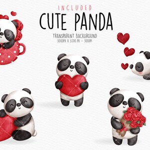 Valentine's Panda Clipart, Panda Clipart, Love Clipart, Valentine's Day ...