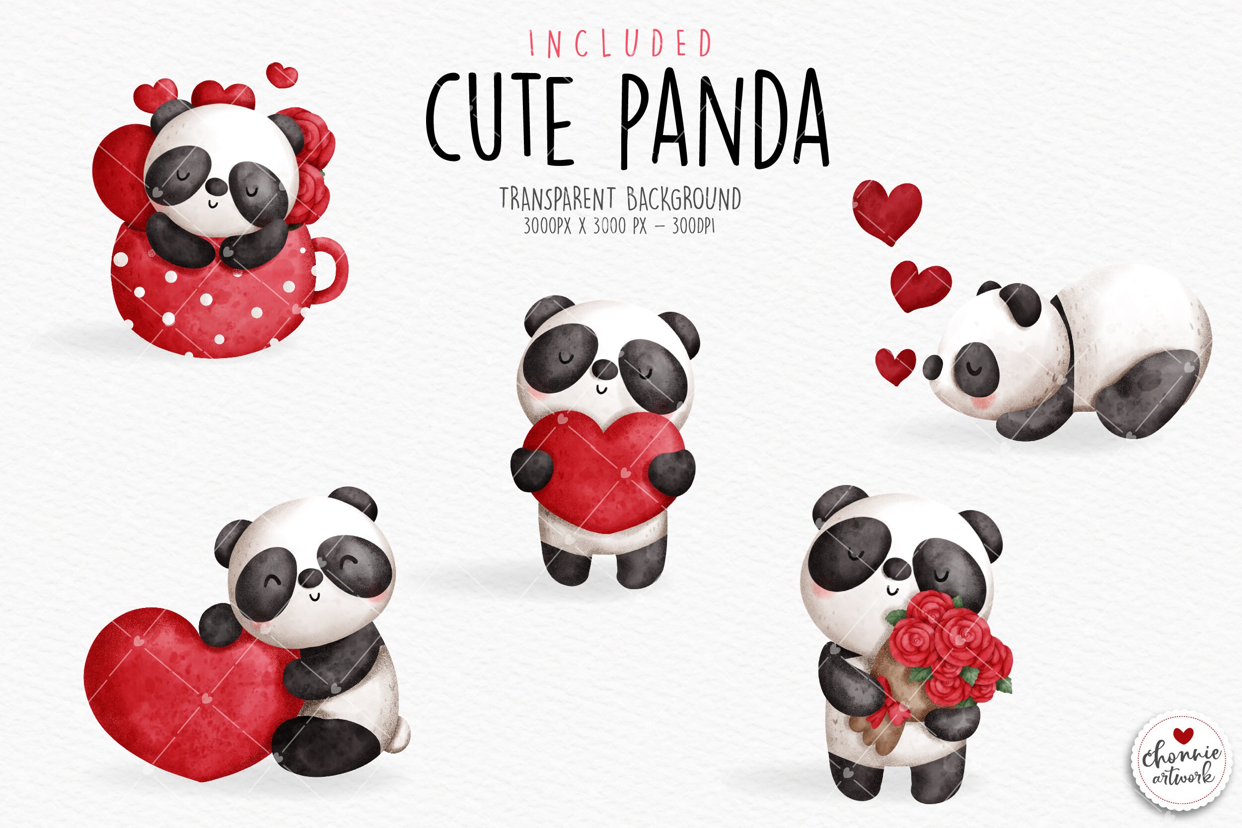 Valentine's Panda Clipart Panda Clipart Love Clipart - Etsy