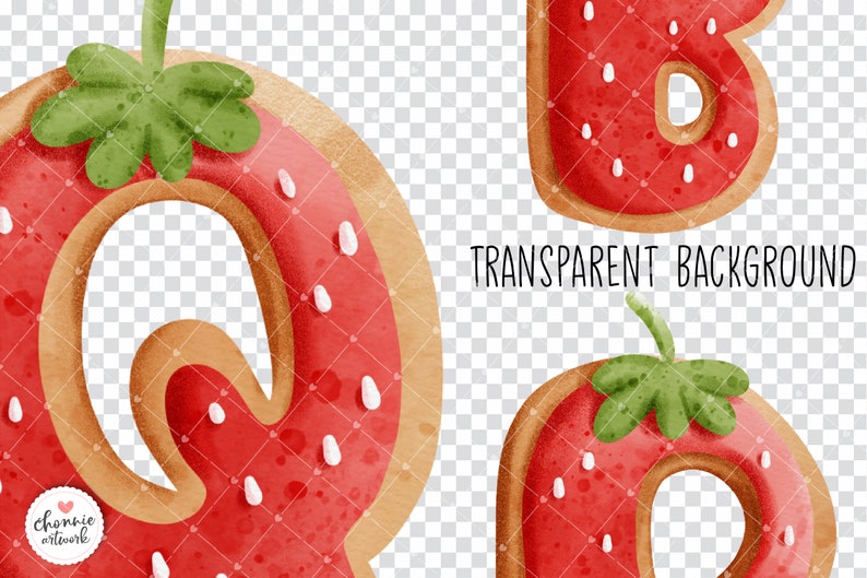 Strawberry Cookies Alphabet Strawberry Alphabet Valentines - Etsy