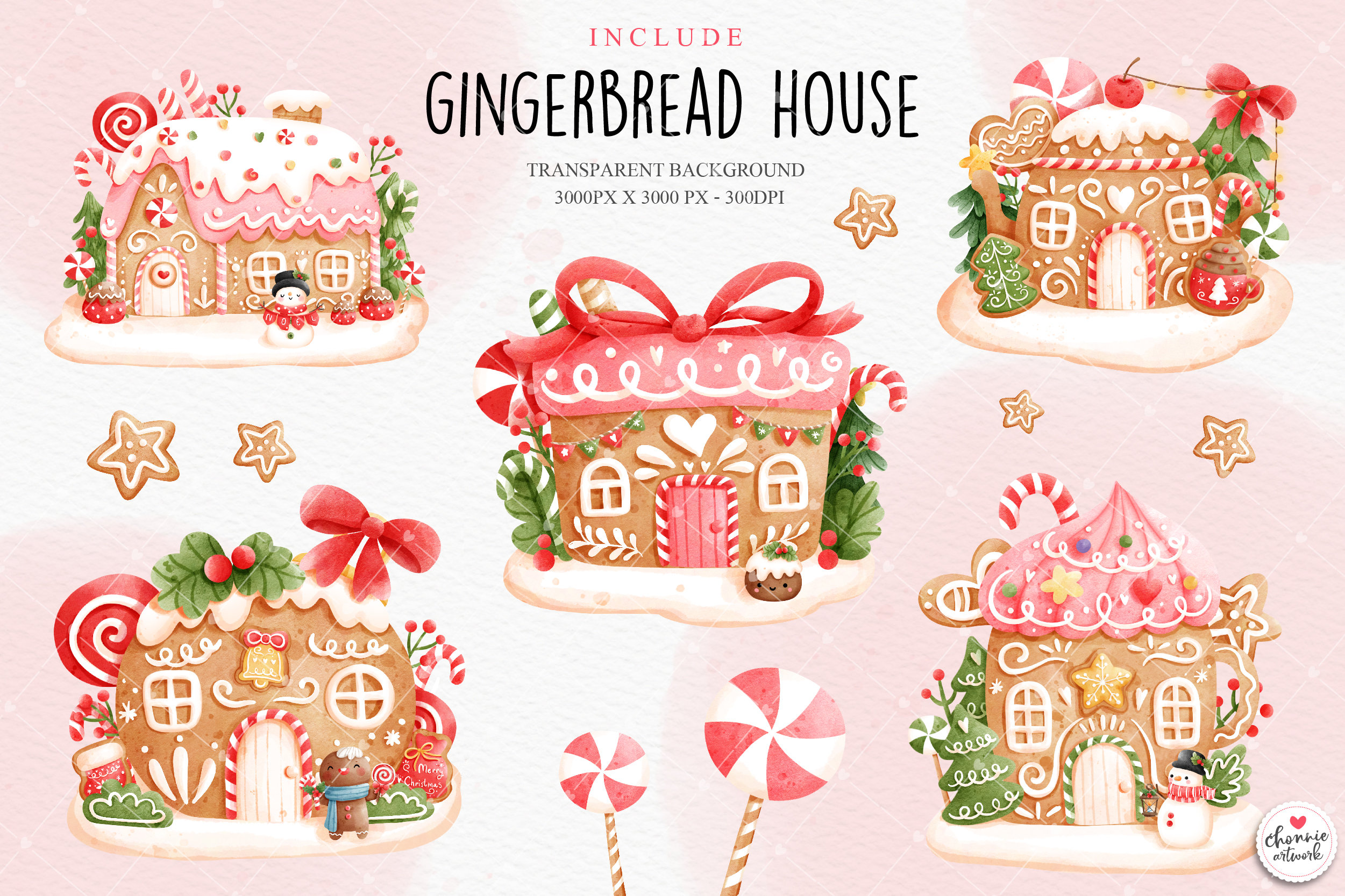 Christmas Gingerbread Houses Clipart Christmas Cookies - Etsy