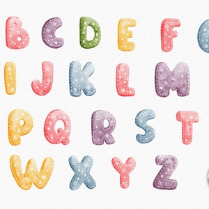 Rainbow Watercolor Alphabet Clipart, Colorful Alphabet Clipart, Rainbow ...