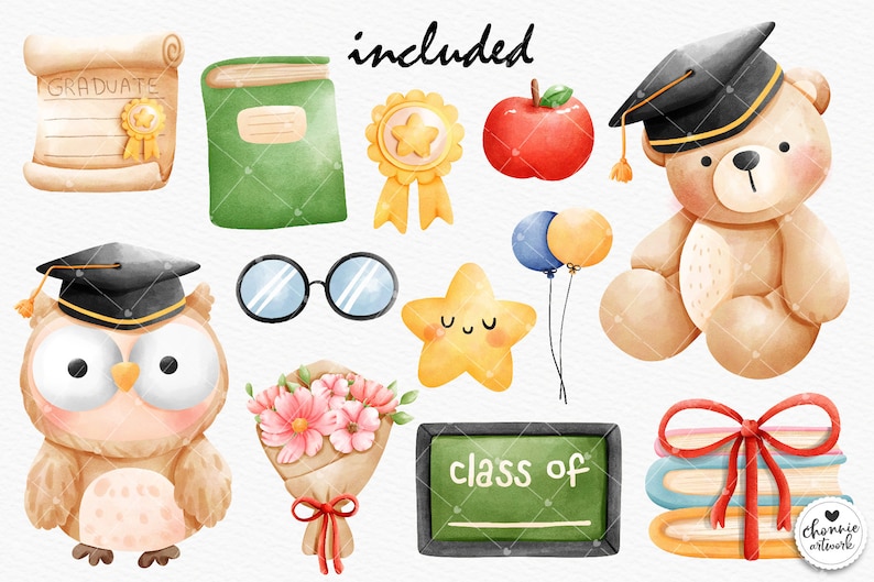 Graduation Clipart Watercolor Graduation Clipart Grad Cap - Etsy