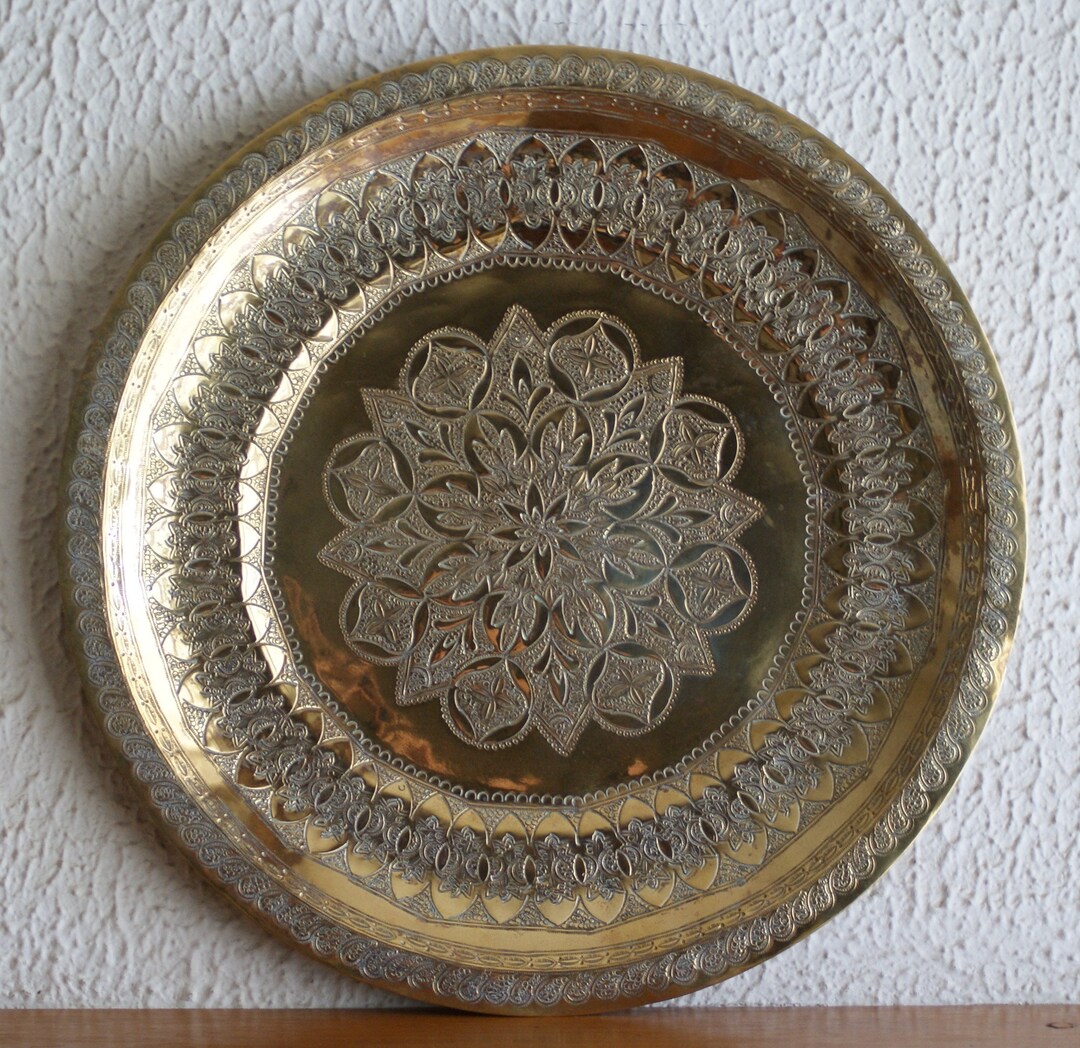 Antique Handcrafted 1940s Damascus Brass/bronze Decorative Disc - Etsy