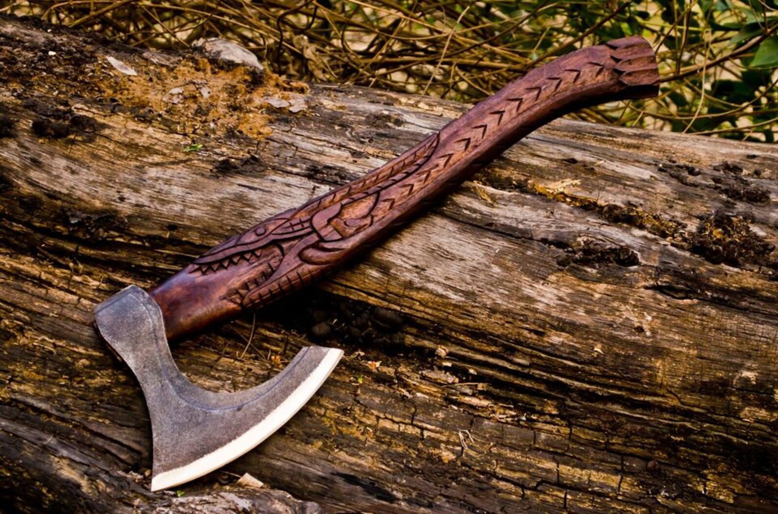 A Custom-made Crocodile Head Carbon Steel Viking Axe Made From - Etsy