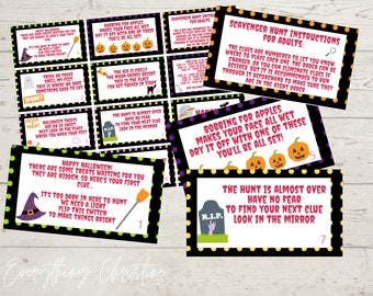 Halloween Scavenger Hunt Printable Clues Indoor Treasure Hunt Hints for ...