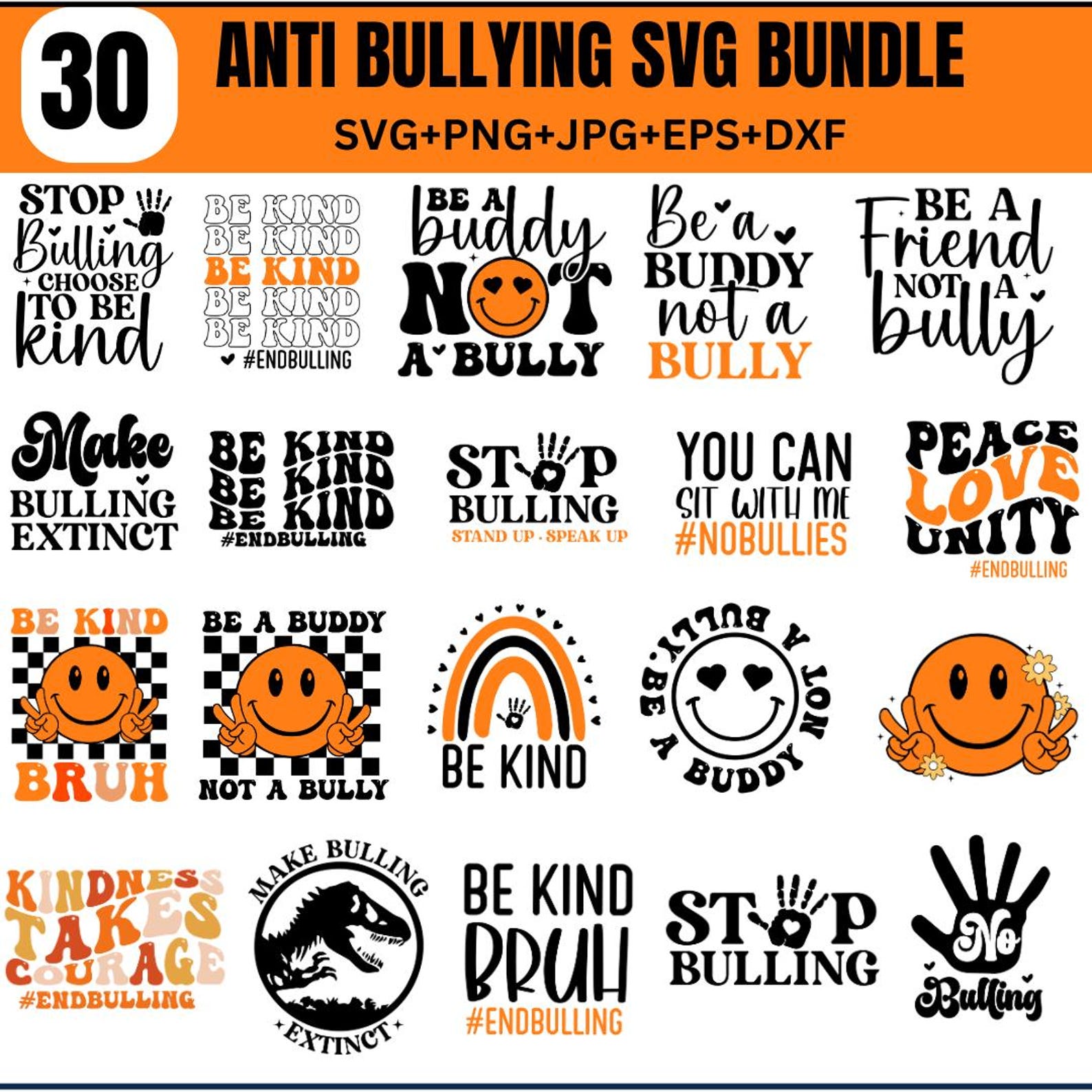 Anti Bullying Svg Bundle, Stop Bullying Svg, Be Kind Svg, Kindness Svg ...