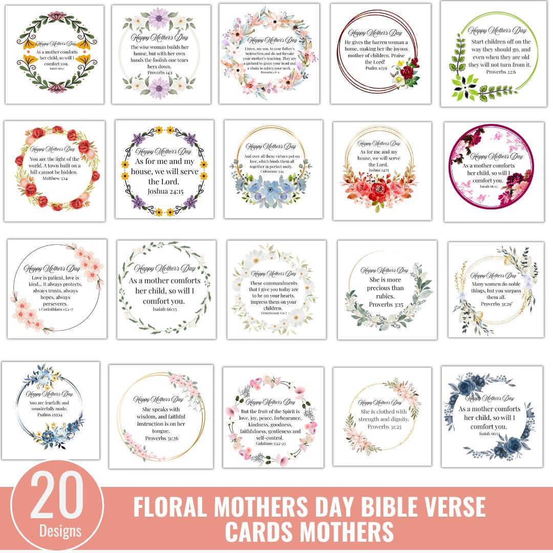 Mother's Day Bible Verse Cards, Scripture Cards, Memory Verse ...