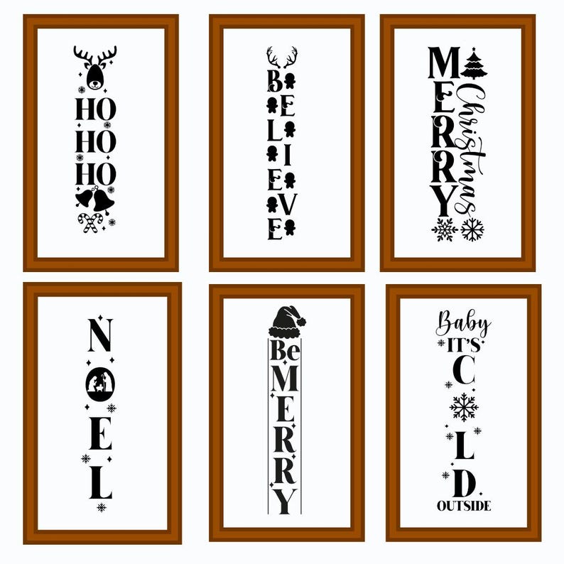 Christmas Porch Signs SVG Bundle, Winter Porch Sign SVG, Vertical ...