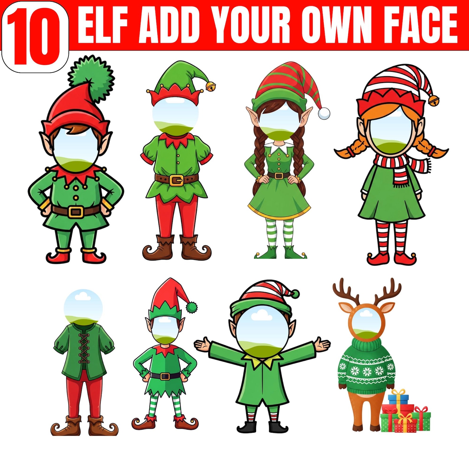 Christmas Elf Photo Frames | Elf Photo Templates | Add Your Face | 10 ...