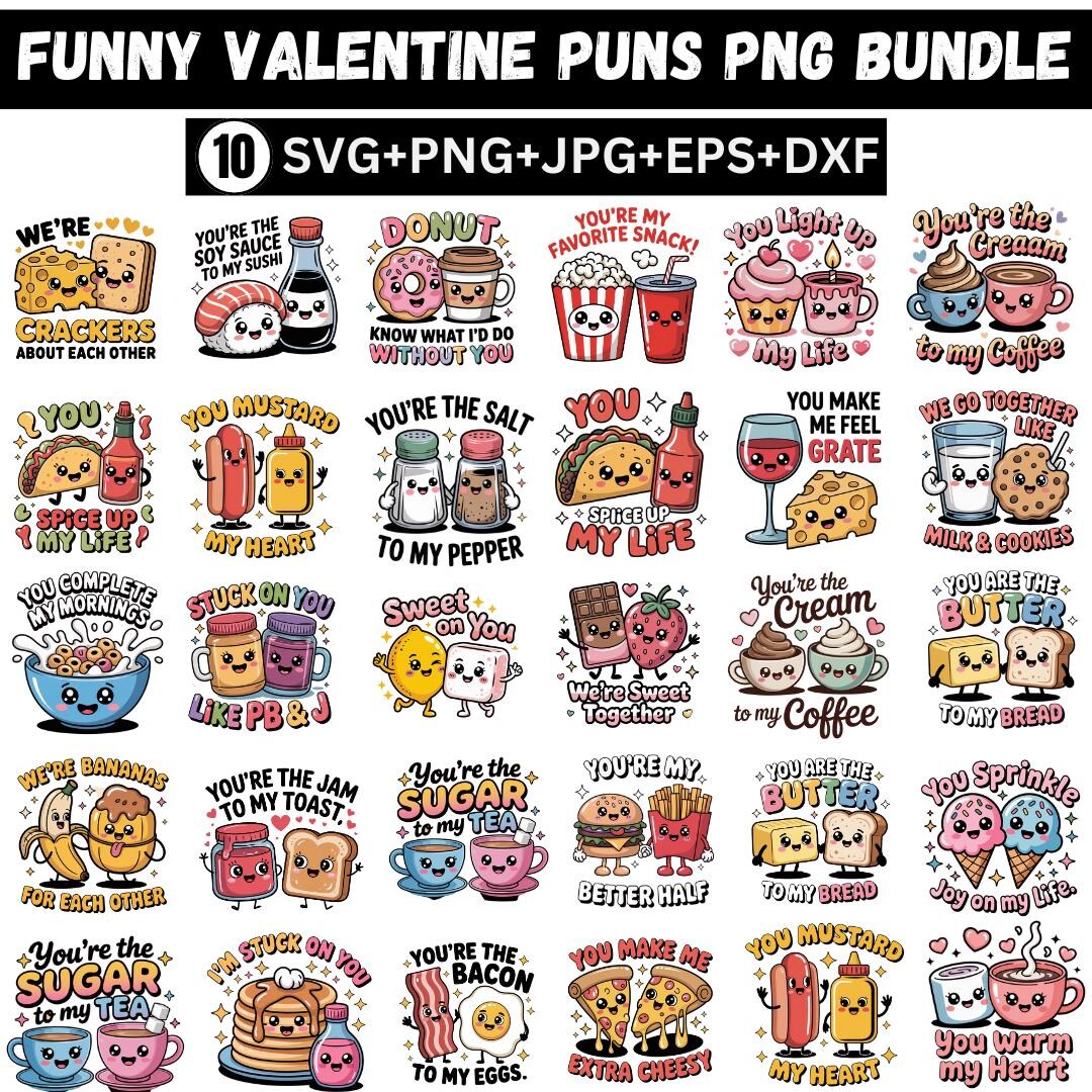Food Pun Funny Valentine PNG Sublimation Bundle,food Pun Png,funny ...