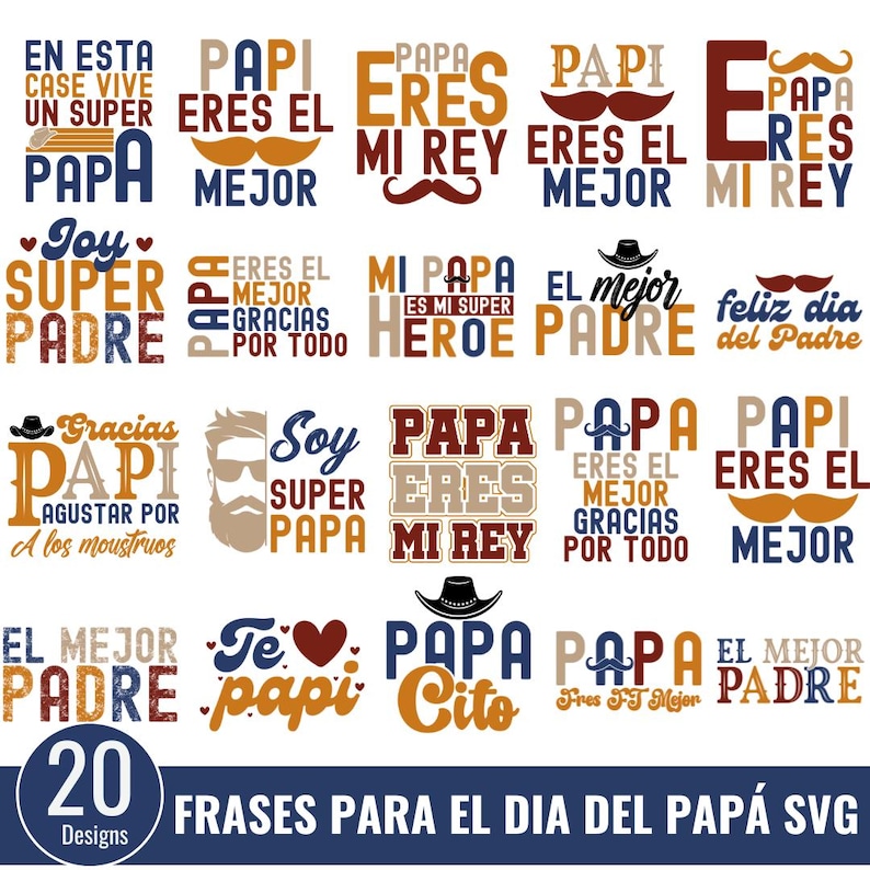 Frases Para El Dia Del Papá Svg Bundle,mexican Father Gift Svg,papa Te ...