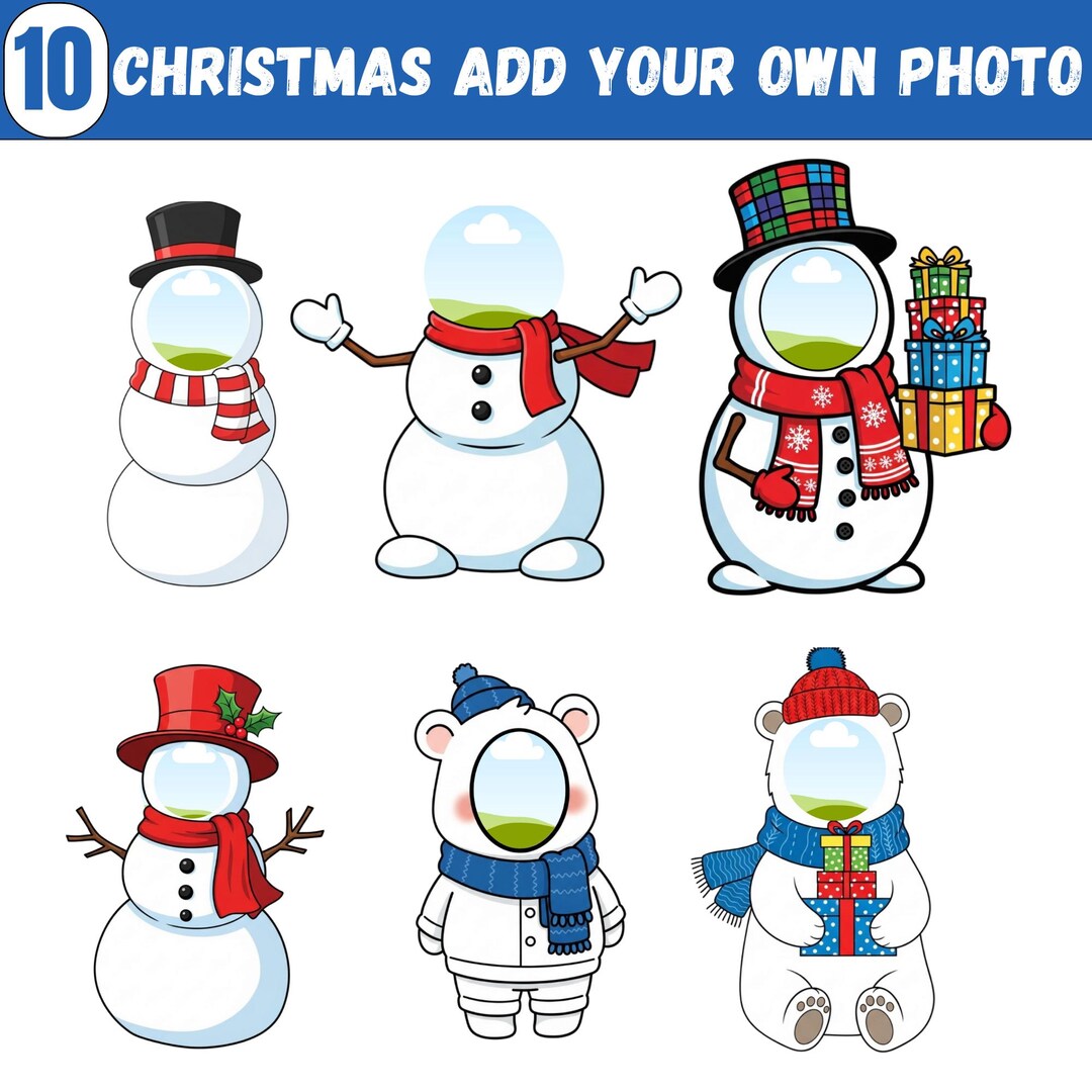 20 Snowmen Add Your Own Face Bundle, Snowmen Blank Face Template ...