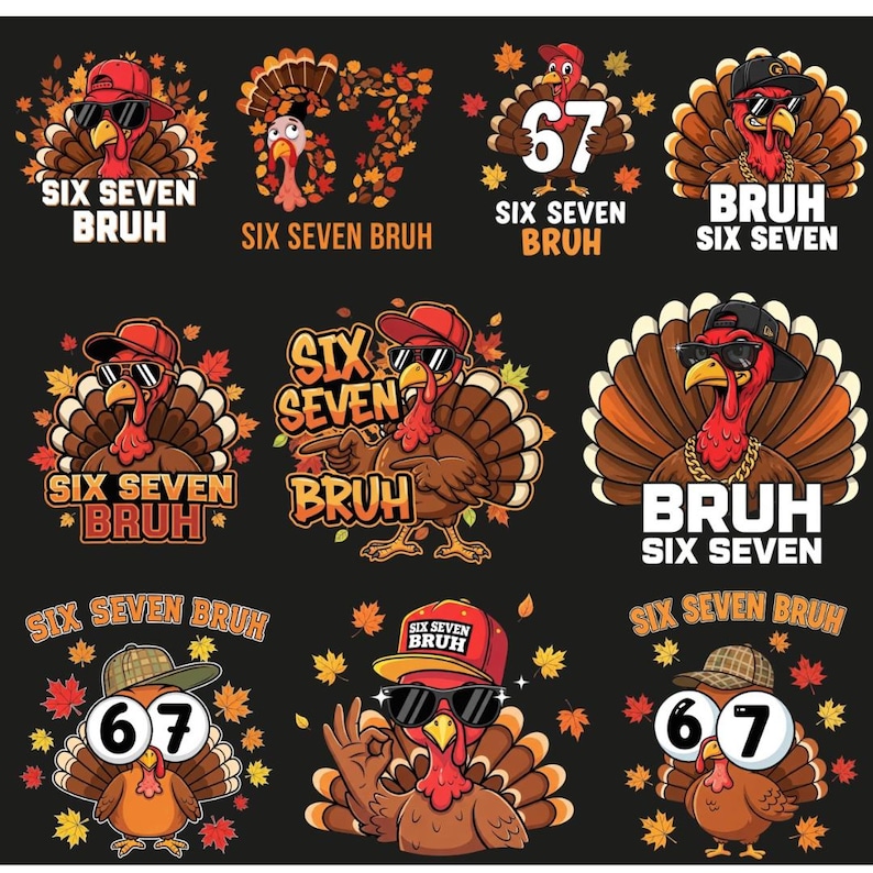 Funny Six Seven Thanksgiving Meme Png, 6 7 Bruh Turkey Png,six Seven ...