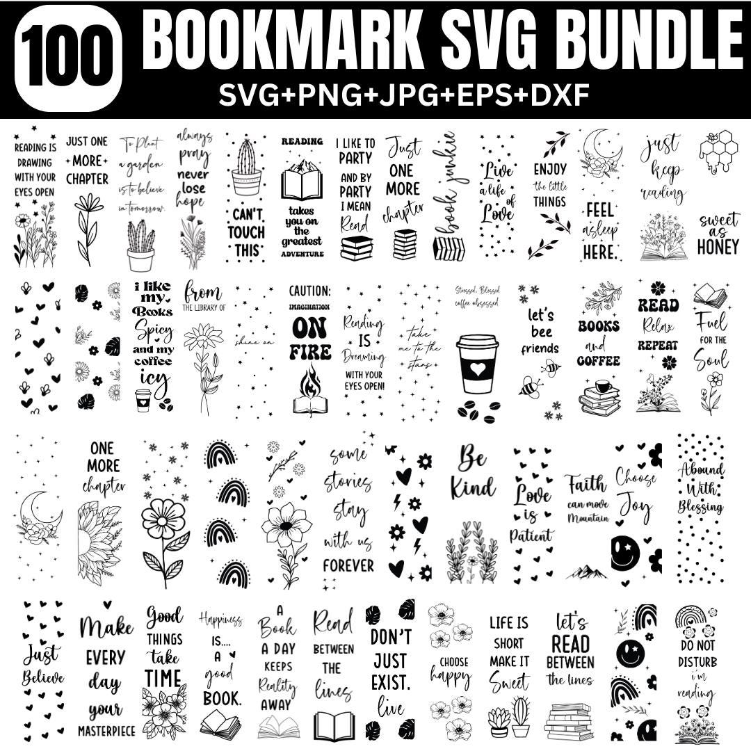 Mega Bookmark SVG Bundle, Bookmark Png, Funny Bookmark Svg, Bookmark ...
