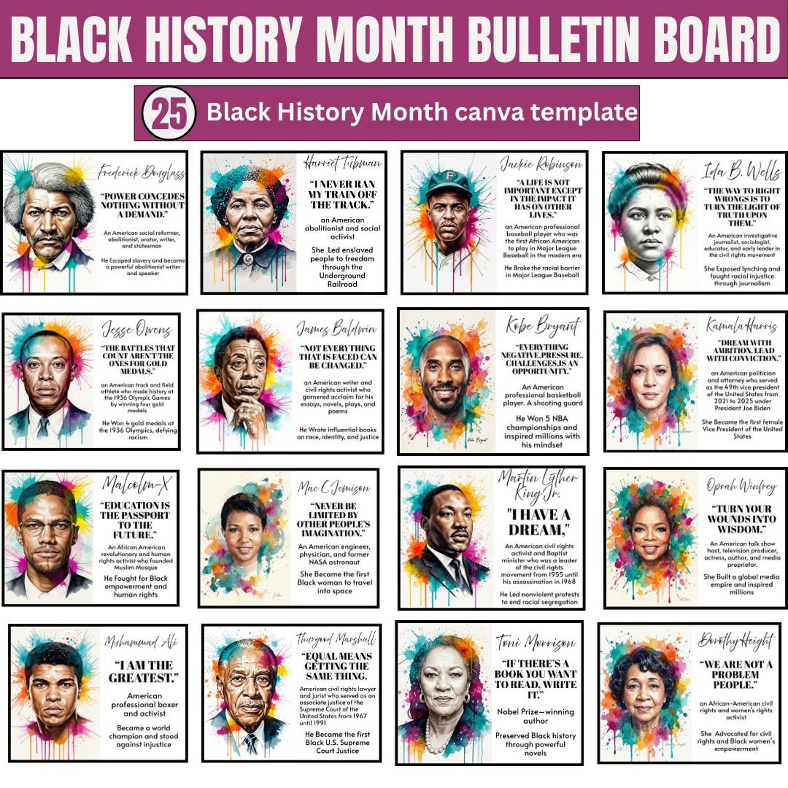 Black History Month Bulletin Board, Inspirational Quotes Classroom ...