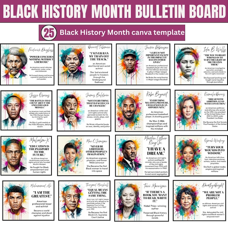 Black History Month Bulletin Board, Inspirational Quotes Classroom ...