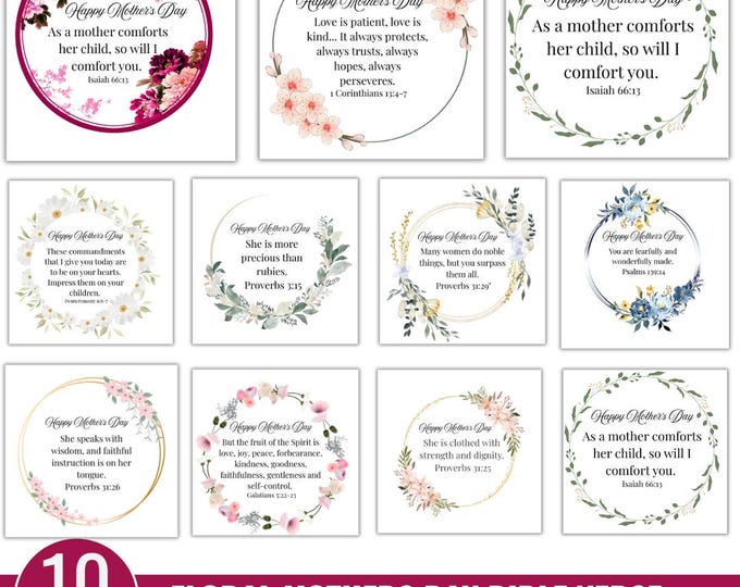 Printable Scripture Cards Set X6, Mother's Day Bible Cards, Women Bible ...
