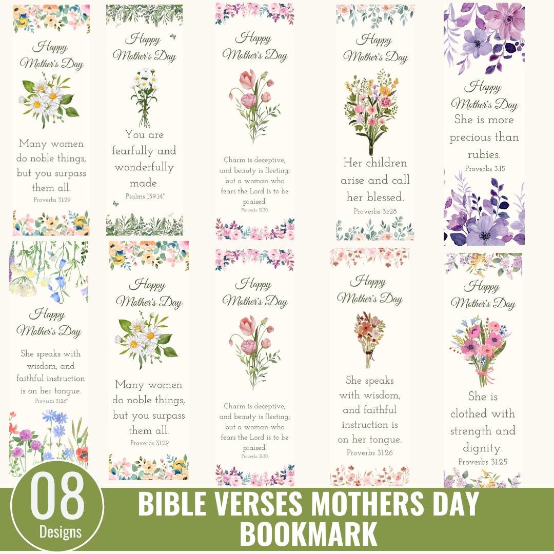 Christian Mothers Day Floral Bookmark Png, Scripture Cards,mothers ...