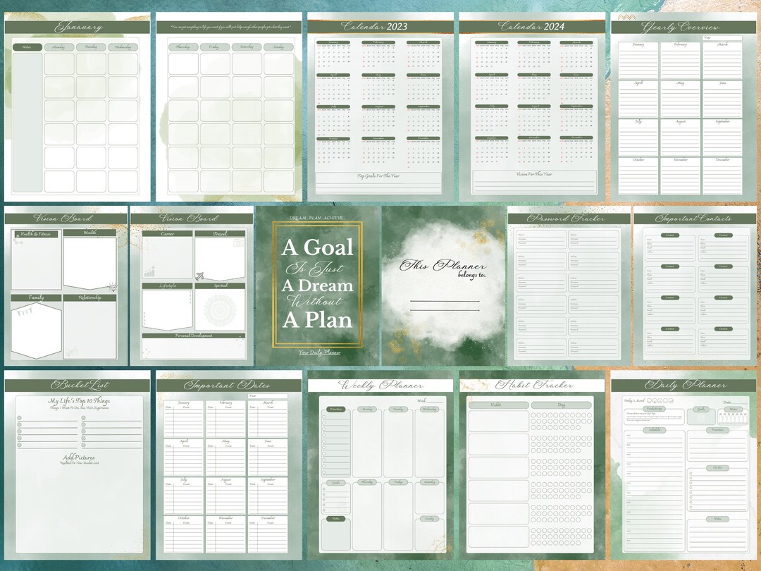 2023-2024 Digital Monthly Planner, Calendar, Daily Planner, Organizer ...