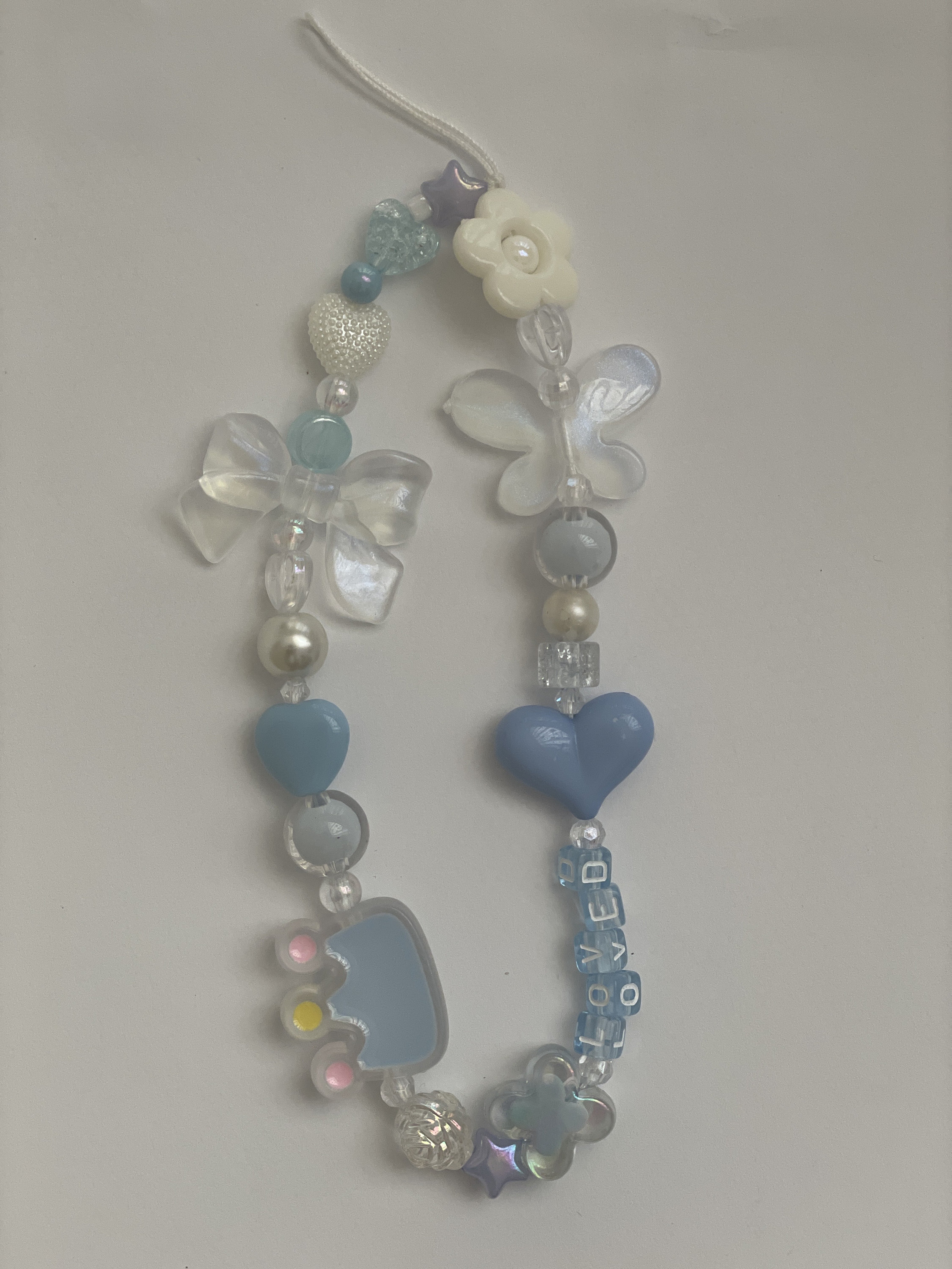 PERSONALISED Cute Phone Charm Blue Ribbon Theme Korean Design | Phone ...