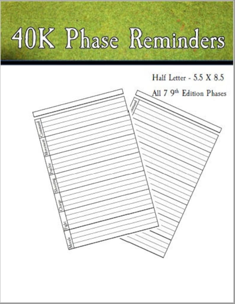 Warhammer 40K Phase Reminder Template - Etsy