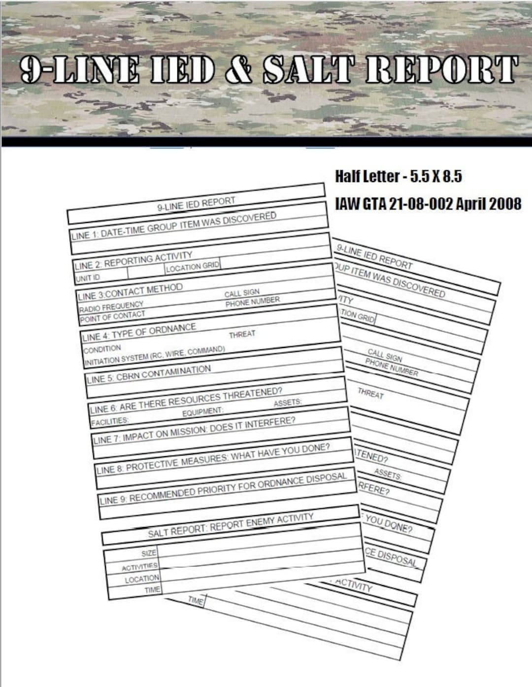 9-line IED & SALT Report Template - Etsy Finland