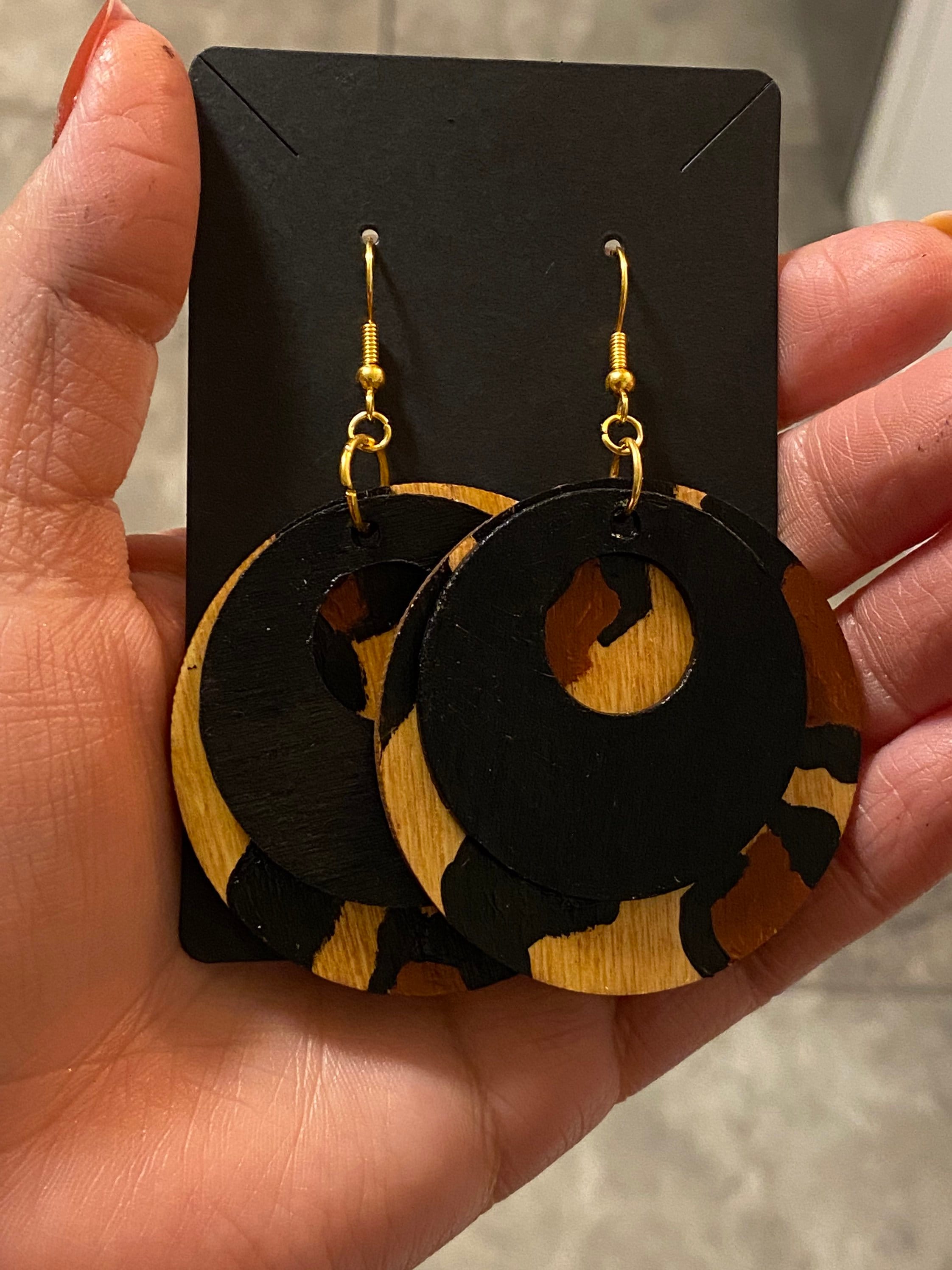 Round Cheetah Earrings - Etsy
