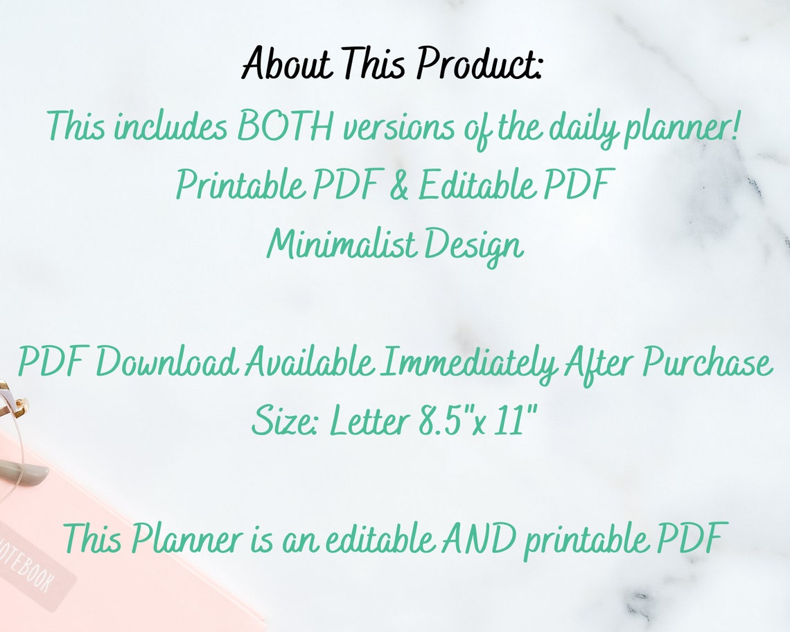 Simple Daily Planner Printable Minimalist Daily Planner Editable Day ...