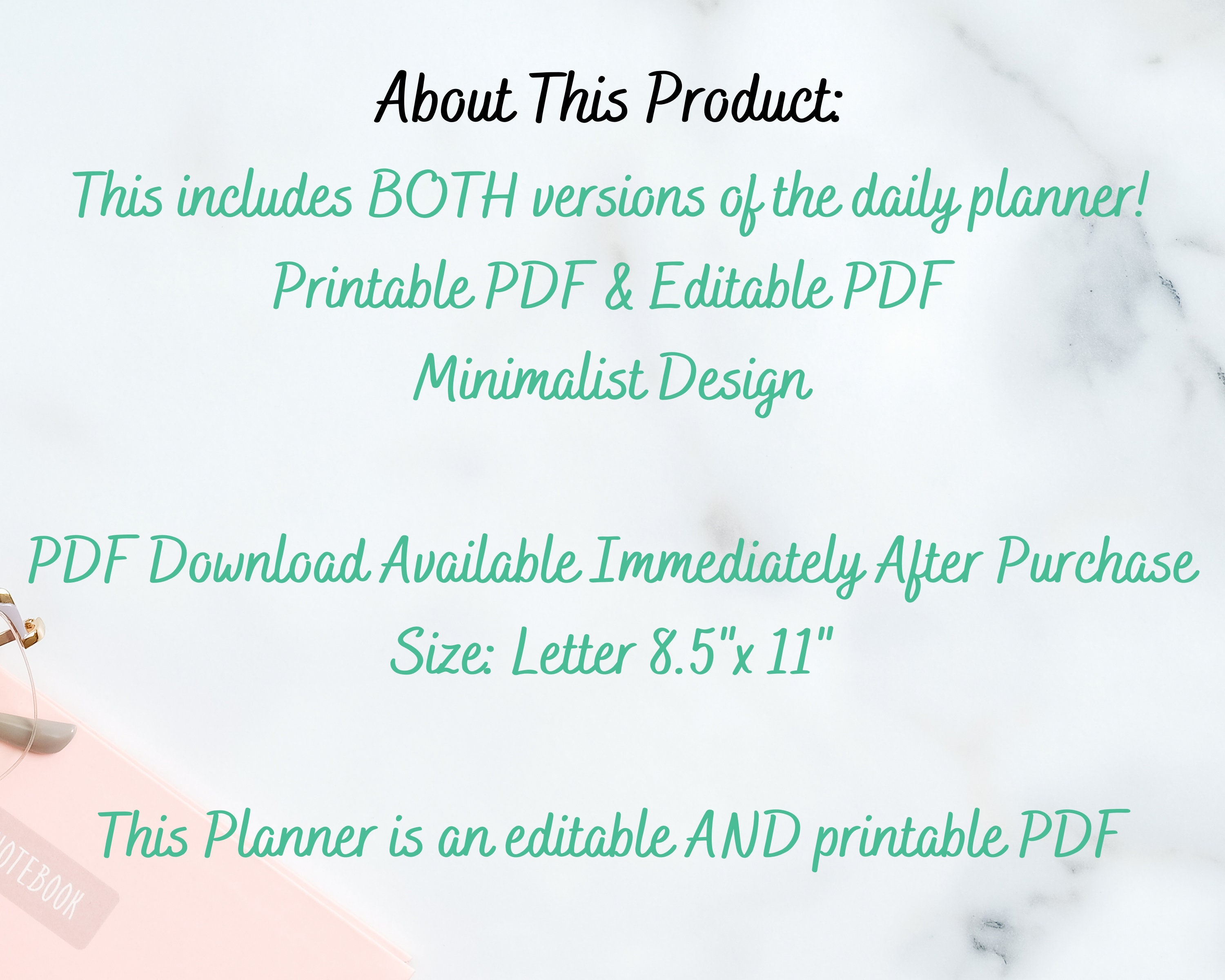 Simple Daily Planner | Printable Minimalist Daily Planner | Editable ...