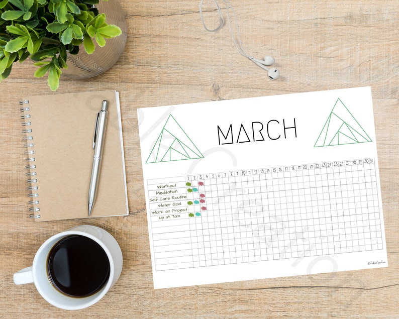 Geometric Habit Tracker | Modern Habit Tracker | Printable Habit ...