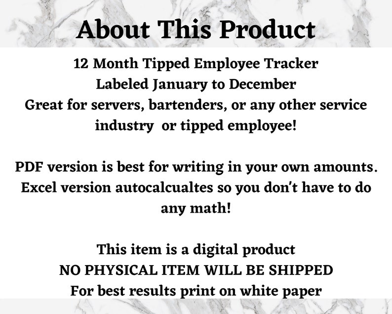 Server Tip Tracker Tip Tracker Template Printable Tip Tracker